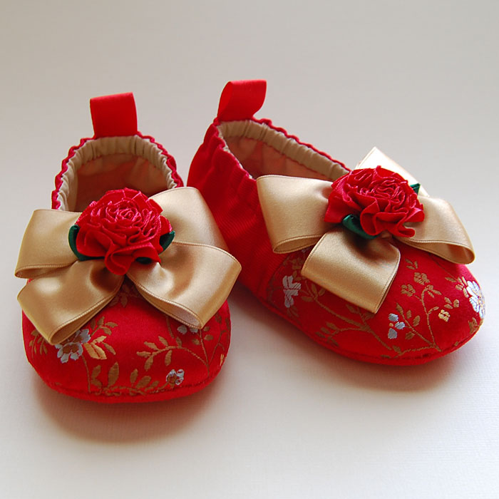 Mon Coeur-red Brocade Baby Shoes on Luulla